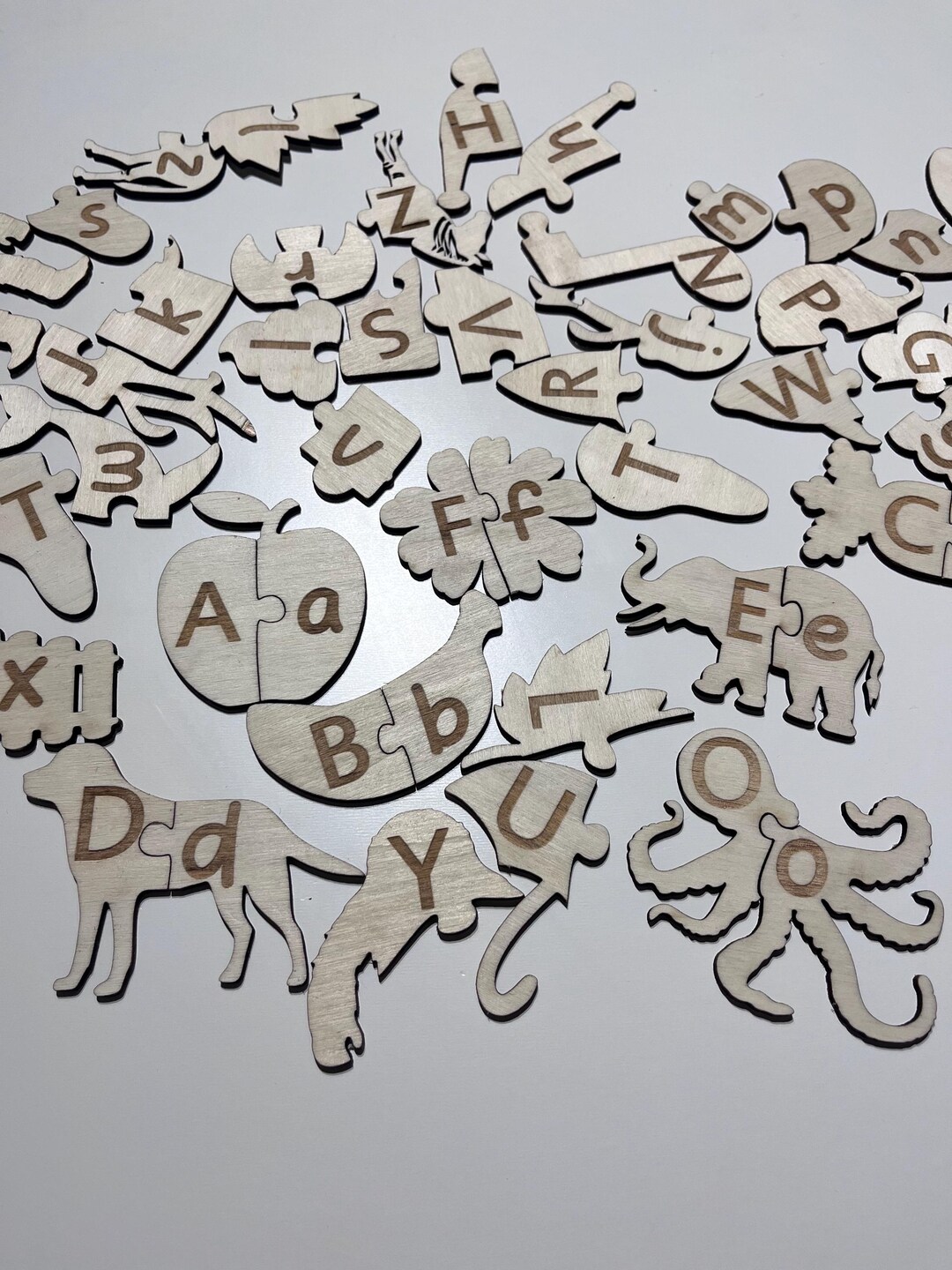 Wooden Alphabet Matching Puzzle SVG: Montessori Phonics Game (digital ...