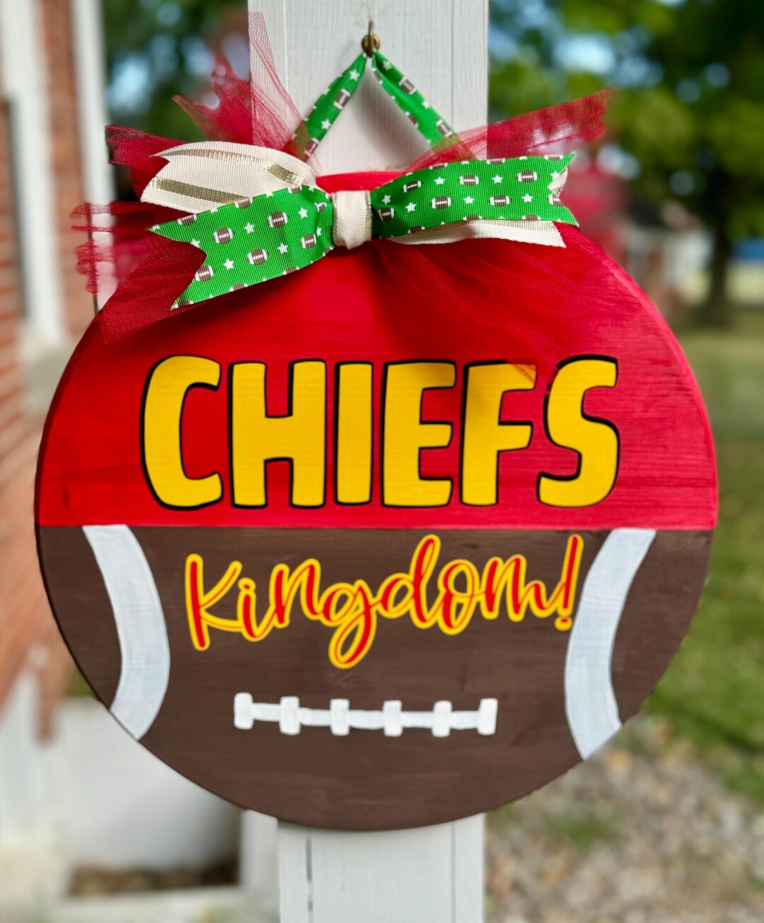 Football Team Sign , Chiefs Door Hanger, Home Decor, Wood Door Hanger ...