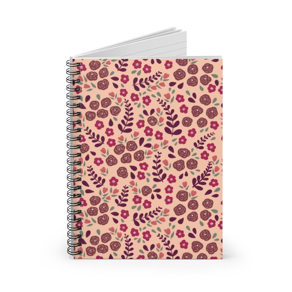 Floral Notebook, Boho Notebook, College Ruled Notebook, Spiral Bound ...