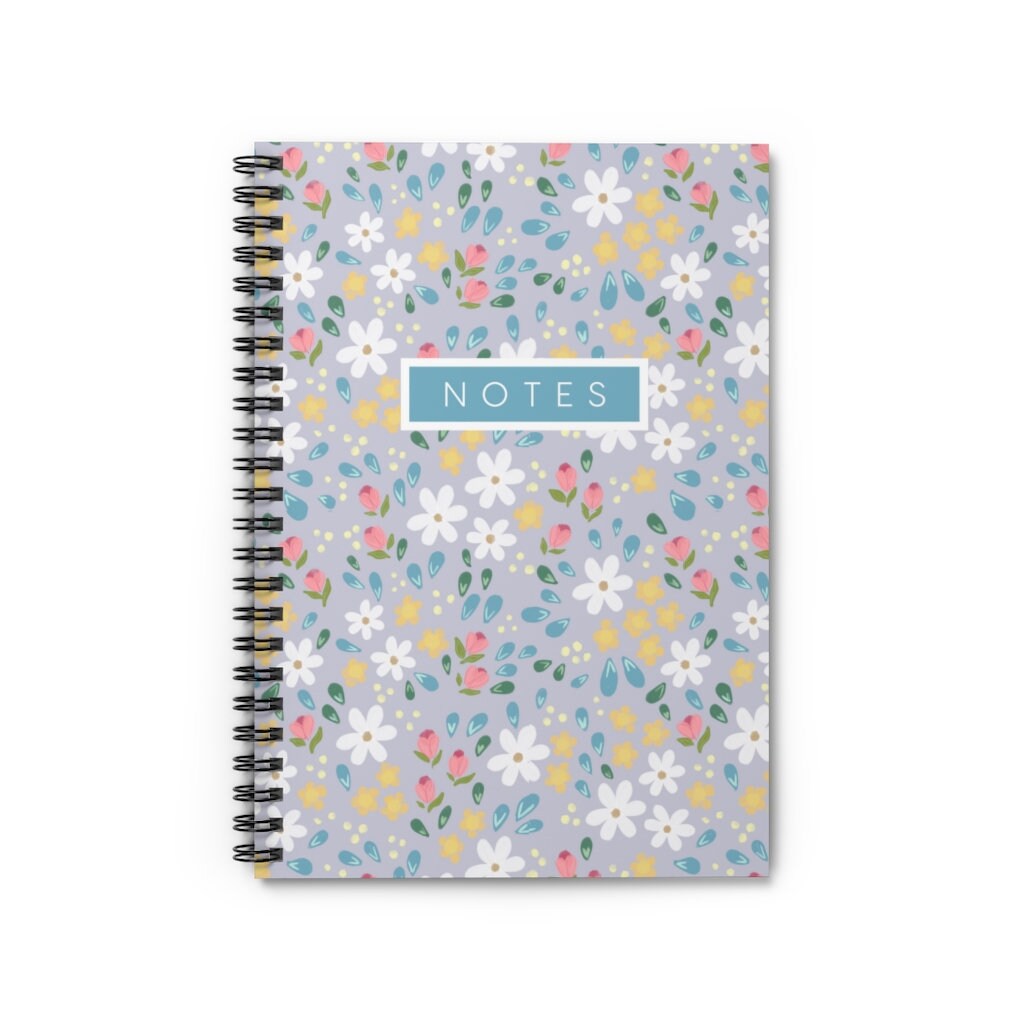 Floral Notebook, Boho Notebook, College Ruled Notebook, Spiral Bound ...