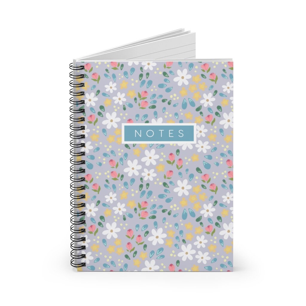 Floral Notebook, Boho Notebook, College Ruled Notebook, Spiral Bound ...