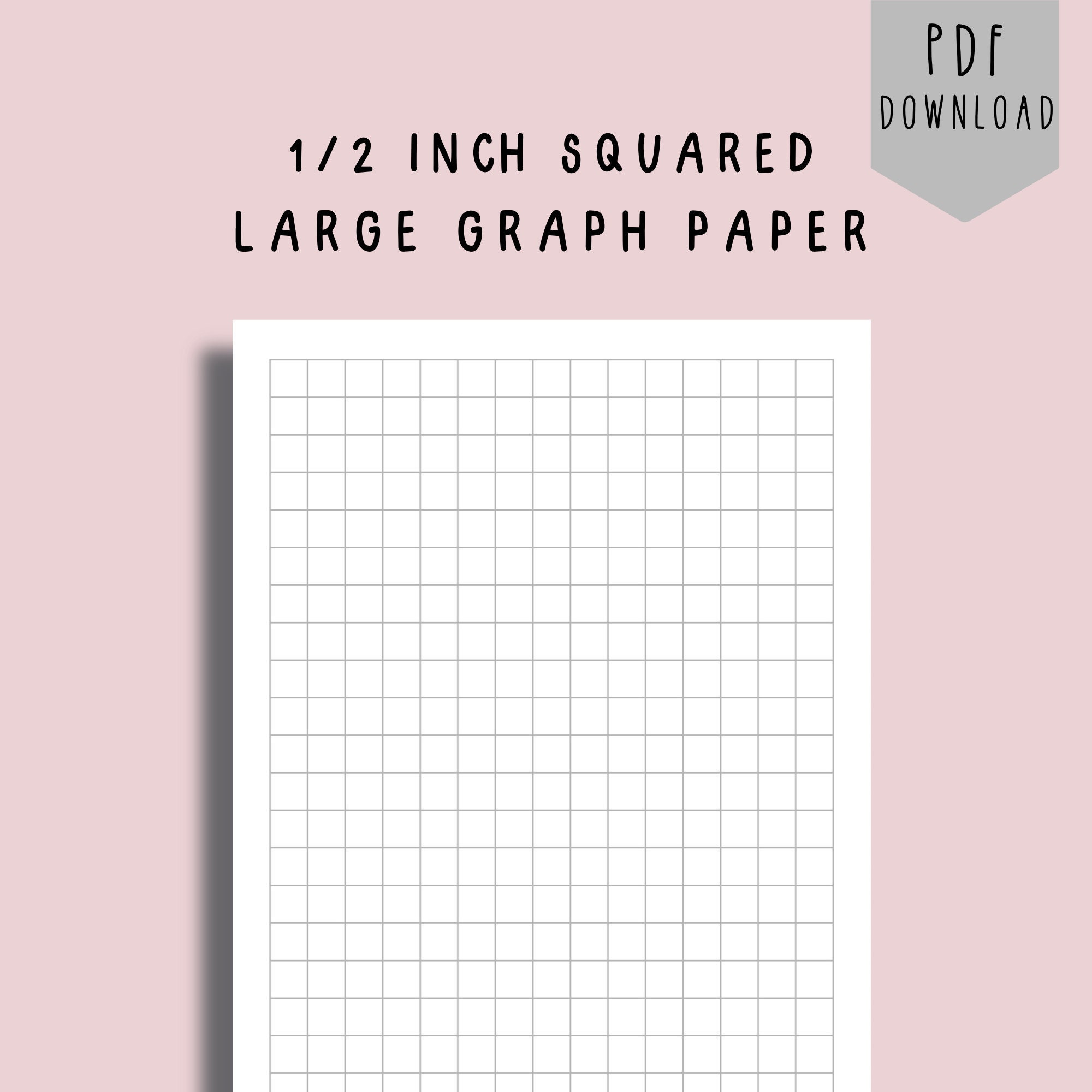 8.5 x 11 inch Large Graph Paper for Kids. 1/2 Inch Squares | Etsy