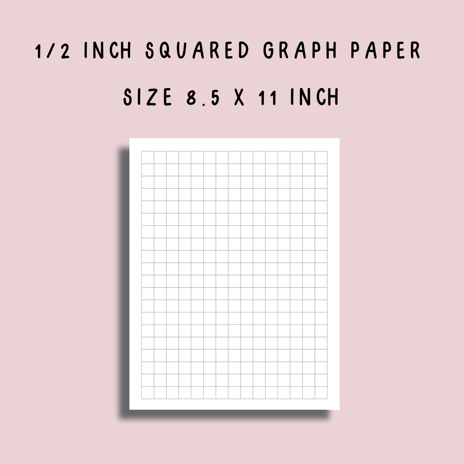 8.5 x 11 inch Large Graph Paper for Kids. 1/2 Inch Squares | Etsy