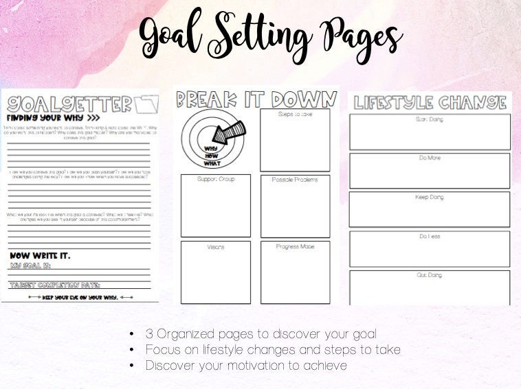 Goal Setting With Motivational Coloring Sheets - Etsy