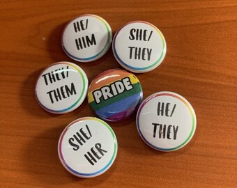 Pronoun Pins | Etsy