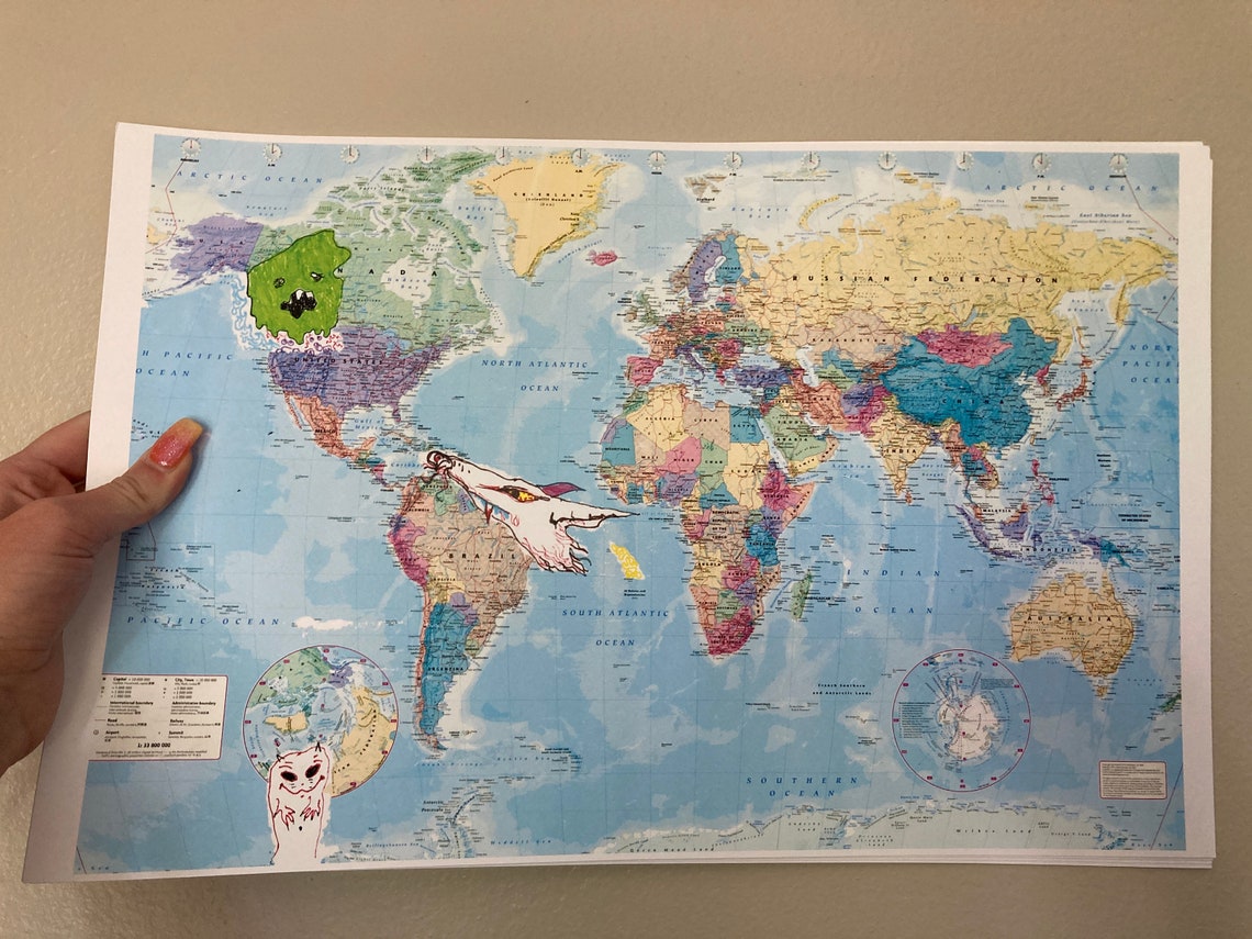 Monster Map Large Print - Etsy