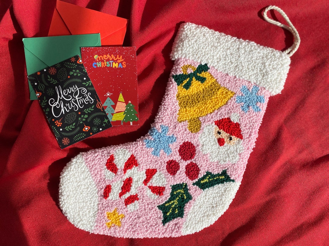 Christmas Stocking Punch Needle, Handmade Decor, Christmas Gift ...