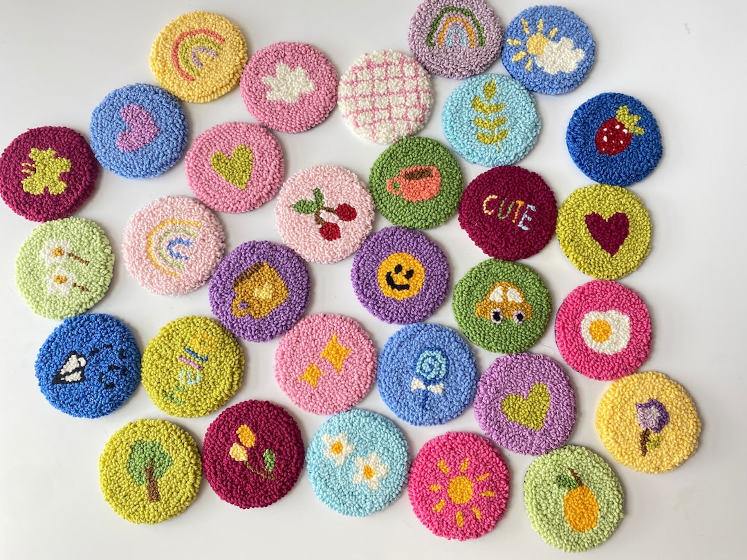 Set 2 of Car Coasters, Punch Needle Car Accessories, Gift for Friends ...