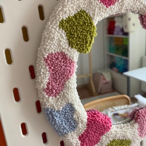 Colors Punch Mirror, Hanmade Pink Mirror, Tufted Minimal Mirror, Mirror ...