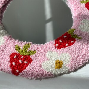 Strawberry Punch Mirror, Hanmade Pink Mirror, Tufted Minimal Mirror ...