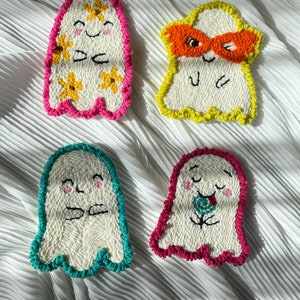 Halloween Mug Rug , Spooky Punch Needle, Pumpkin Coaster, Halloween ...