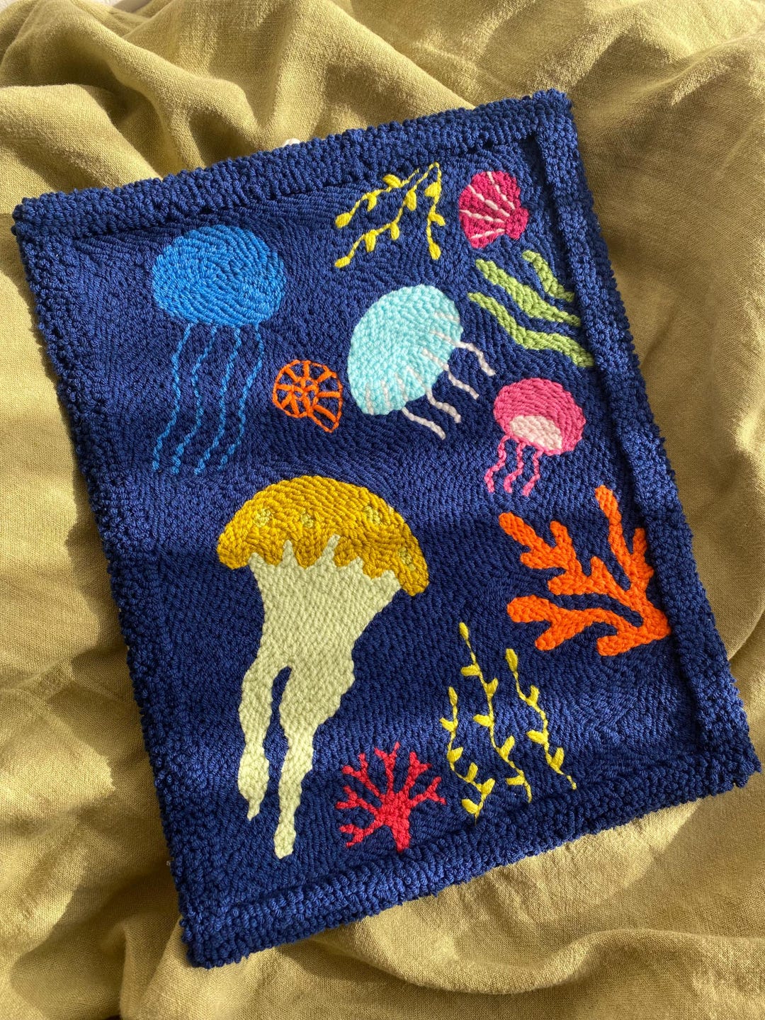 Sea Wall Decor, Punch Needle Wall Hanging, Hand Tufted Wall Decor ...