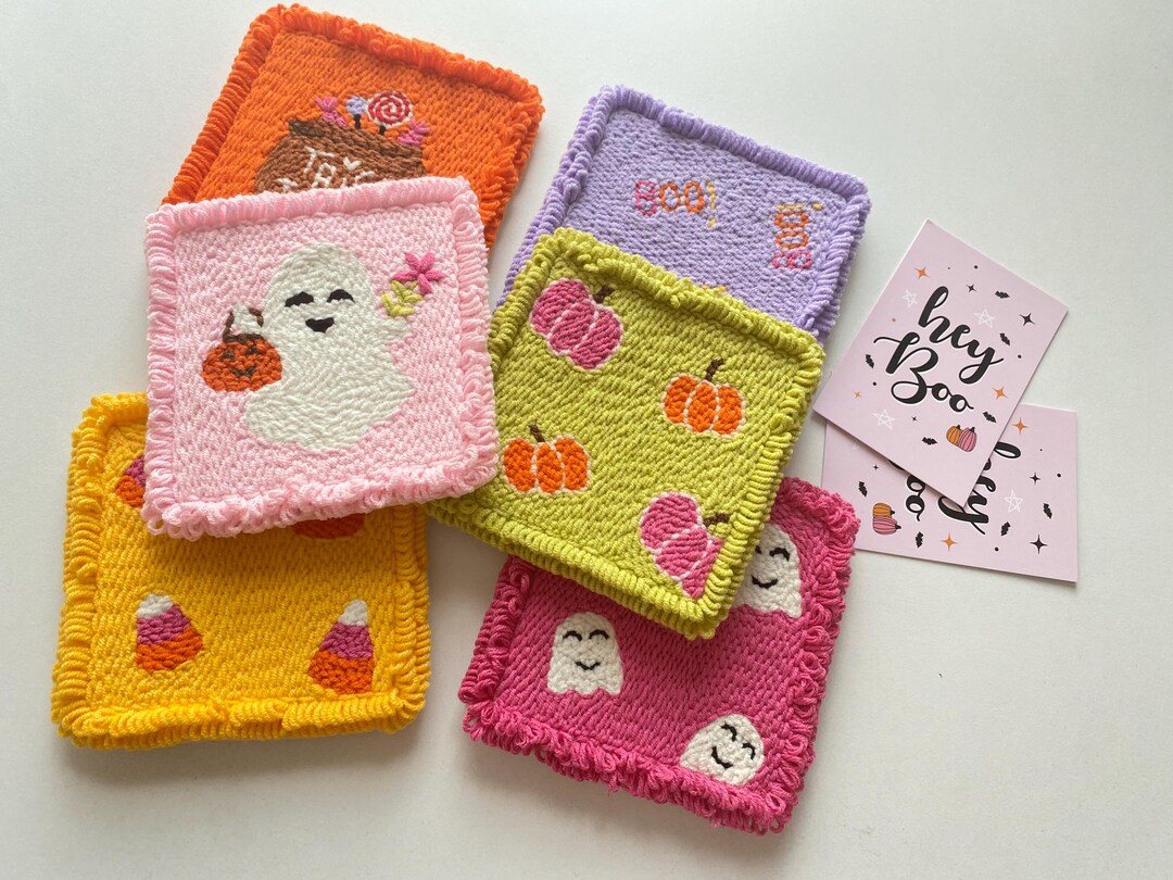 Halloween Mug Rug, Cute Ghost Mug Rug, Halloween Gift, Pink Pumpkin ...