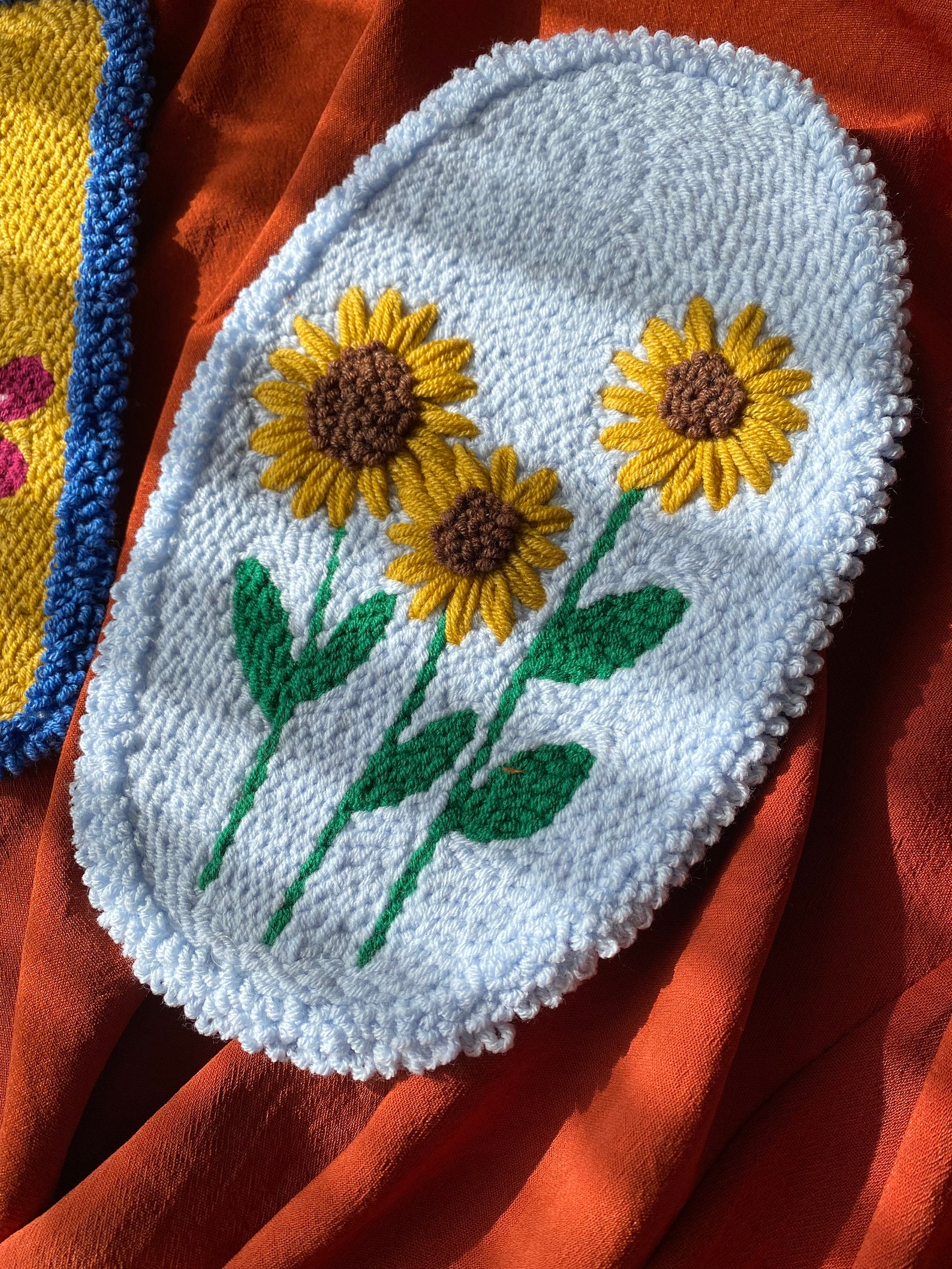 Punch Needle Wall Hanging Sunflower Wall Decor Hand Tufted - Etsy