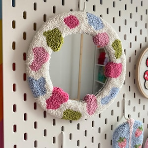 Colors Punch Mirror, Hanmade Pink Mirror, Tufted Minimal Mirror, Mirror ...