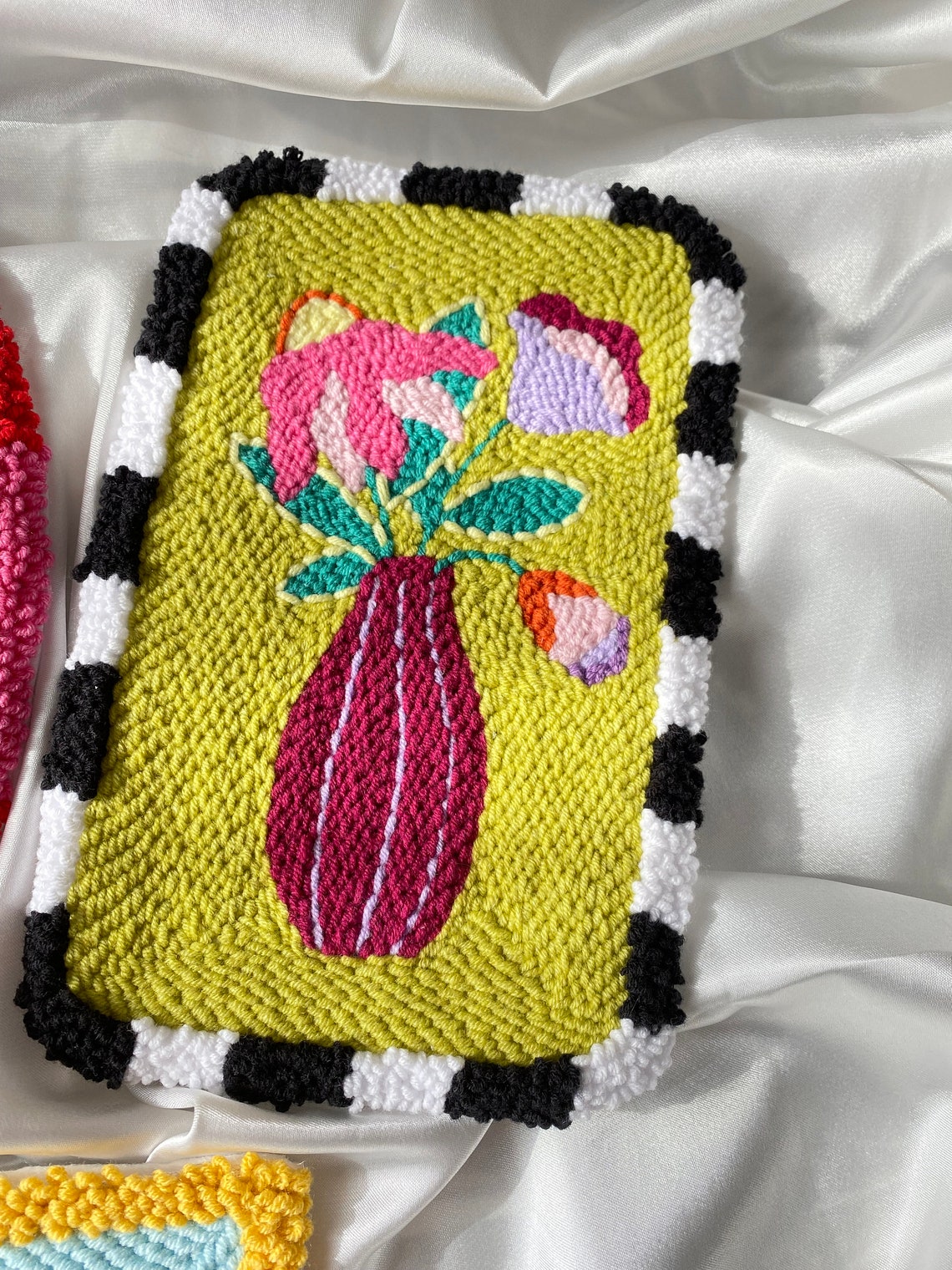 Punch Needle Wall Hanging Flower Wall Decor Hand Tufted Wall - Etsy