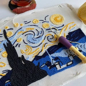 Starry Night Punch Pillow, Handmade Home Decoration, New Home Gift ...