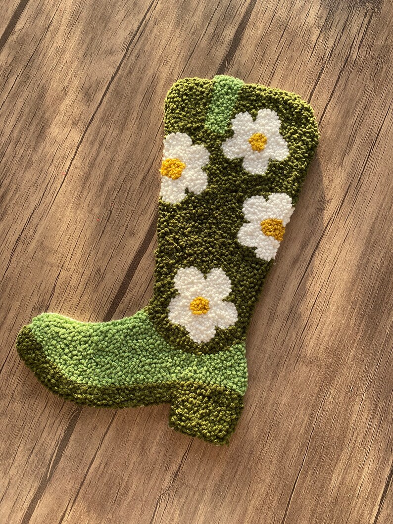 Punch Needle Cowgirl Cowboy Boot, Punch Needle Wall Hanging, Tufted ...
