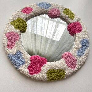 Colors Punch Mirror, Hanmade Pink Mirror, Tufted Minimal Mirror, Mirror ...