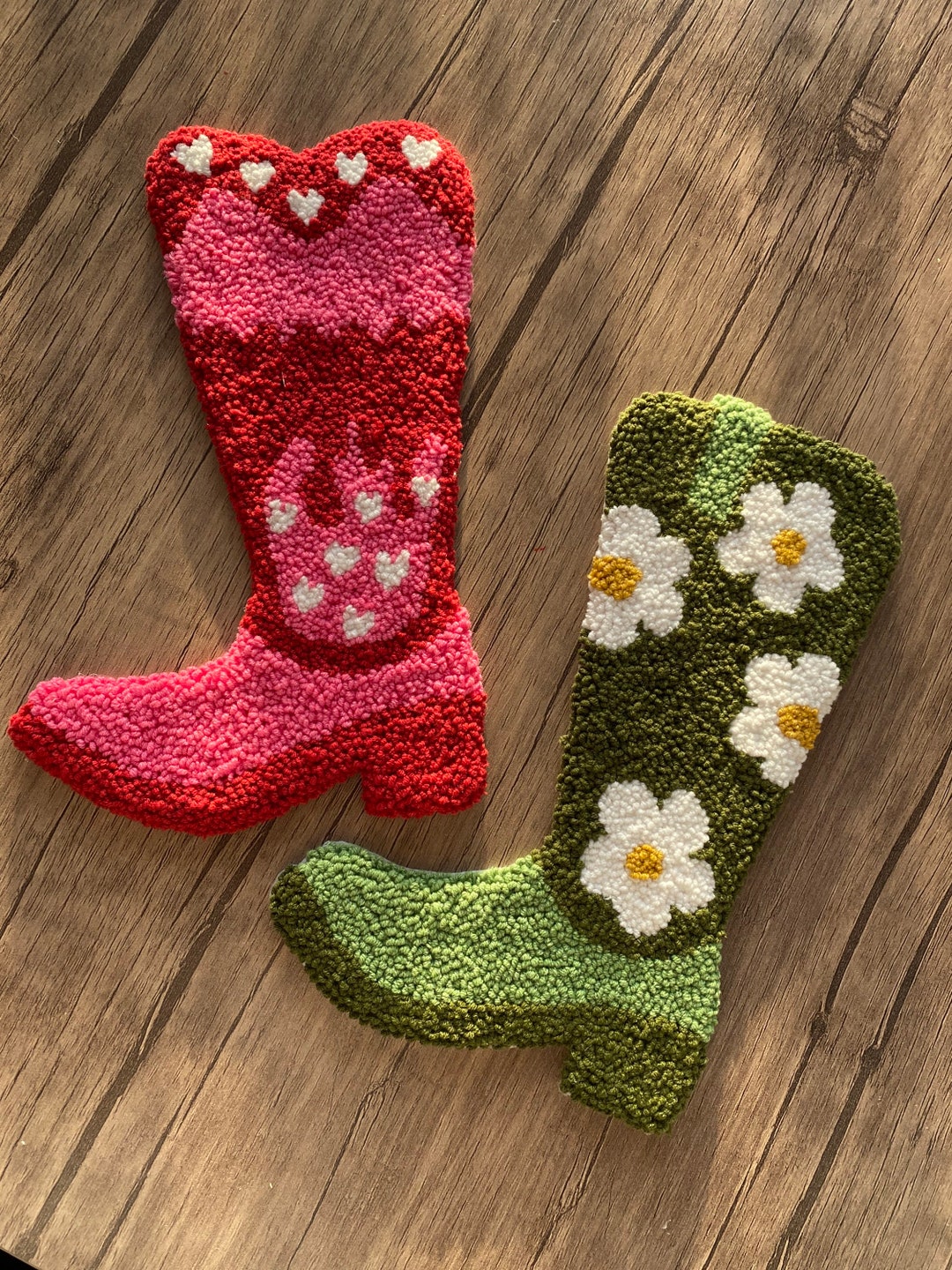 Punch Needle Cowgirl Cowboy Boot, Punch Needle Wall Hanging, Tufted ...