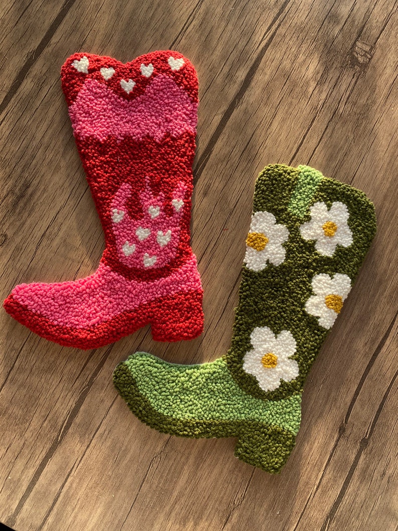 Punch Needle Cowgirl Cowboy Boot Punch Needle Wall Hanging - Etsy