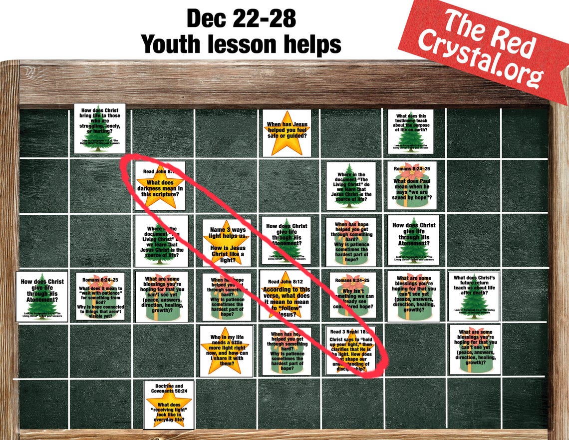 Youth Christmas Lesson, Come Follow Me, Connect Four Game, by the Red ...