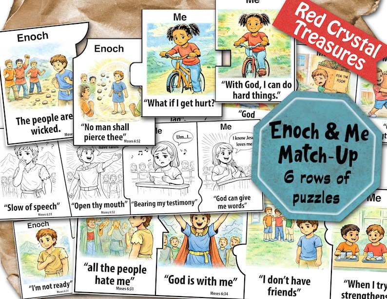 Enoch and Me Match Up, Moses 6:26–34, 6 Rows of Puzzles. - Etsy