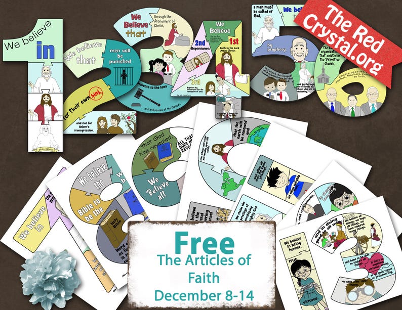 13 Articles of Faith, Flip Book or Flash Cards, Nice Pictures, Mark off ...