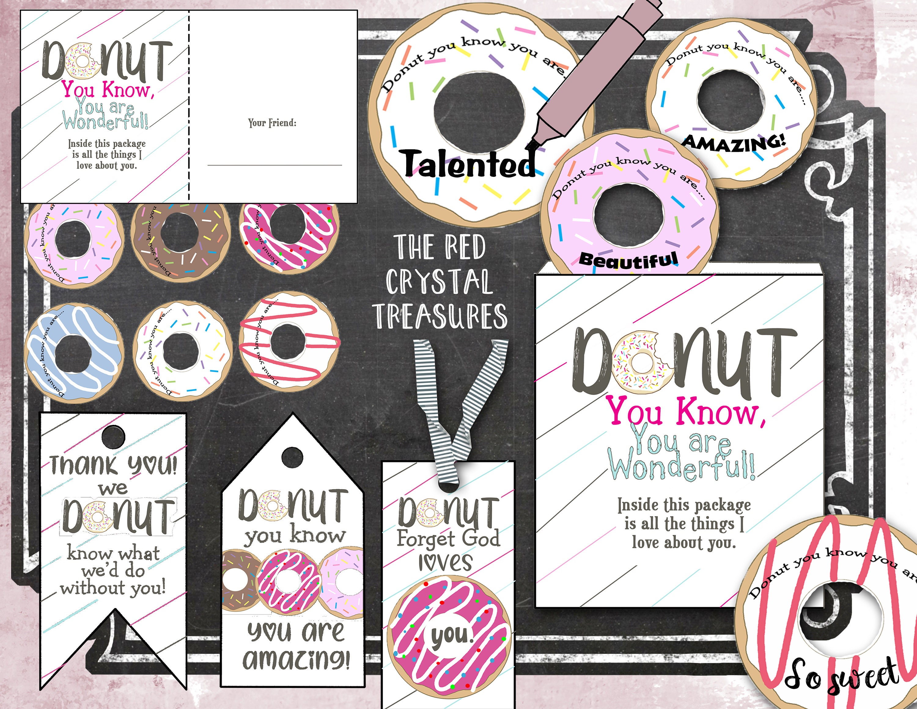 Donut You Know You Are Wonderful Donut Package, Gift Tags, Donut You ...