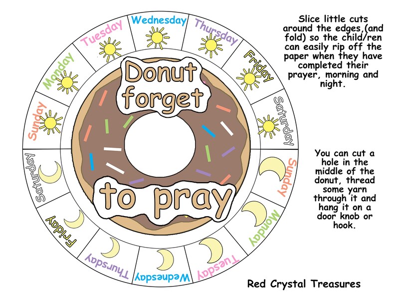 Donut Forget to Pray Prayer Chart Come Follow Me Primary - Etsy