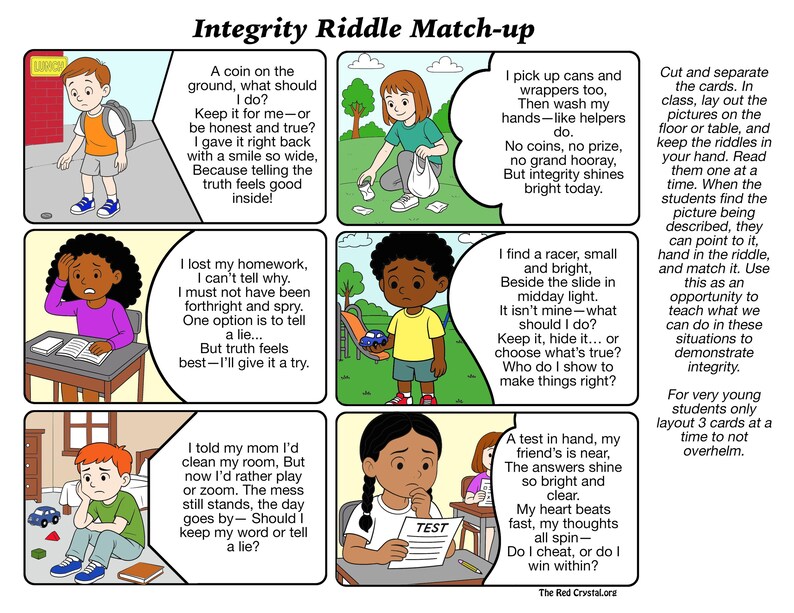Integrity Riddle Match Up, Come Follow Me Religious Games by the Red ...