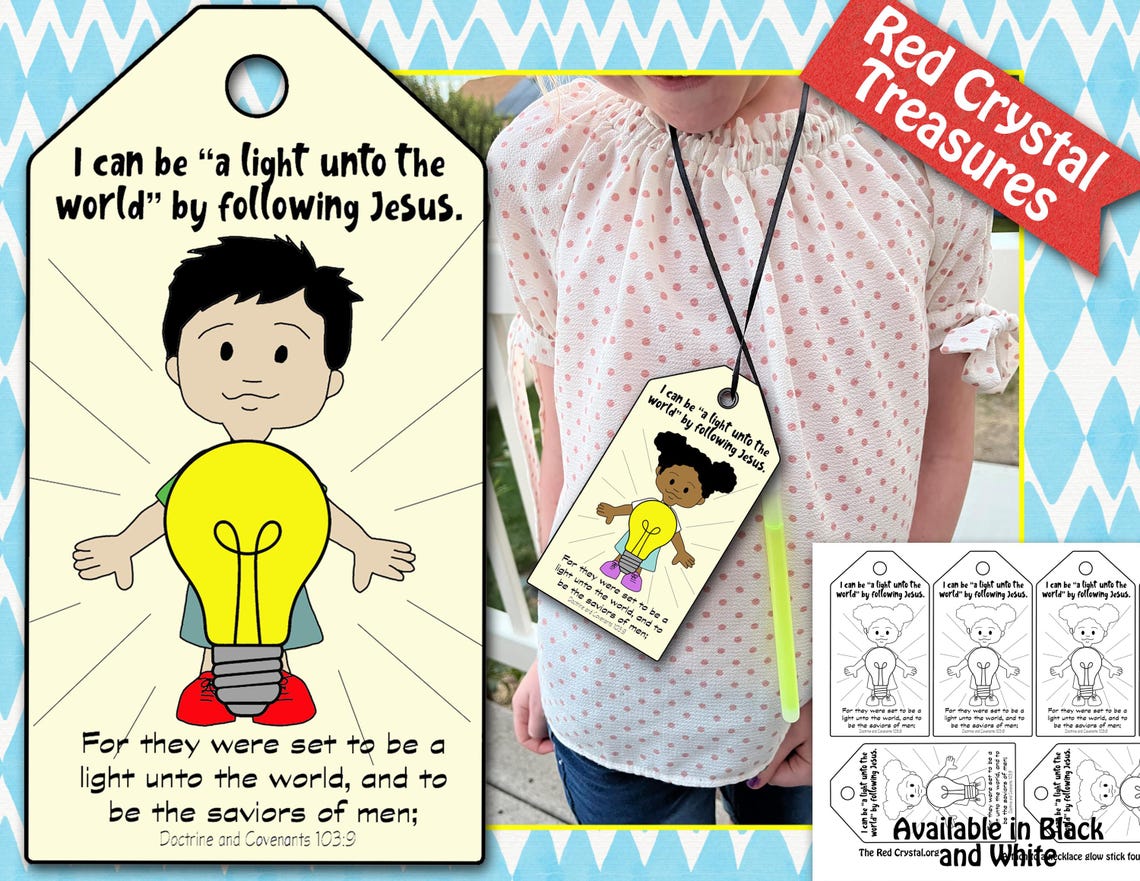 Glow Stick Gift Tag: LDS Religious Primary - "light Unto the World" - Etsy