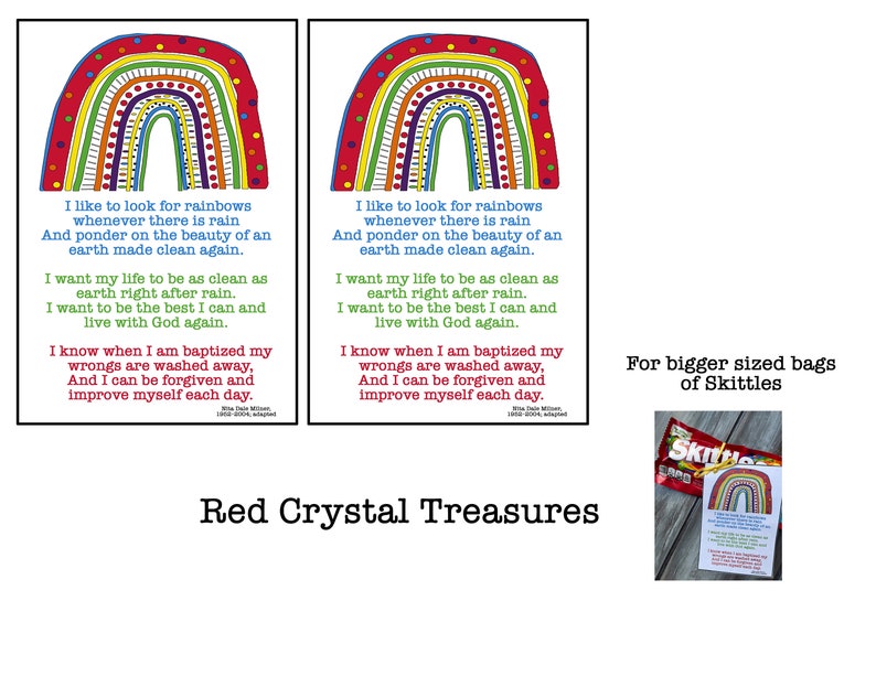 I Like to Look for Rainbows, When I Am Baptized, LDS Baptism, Skittles ...