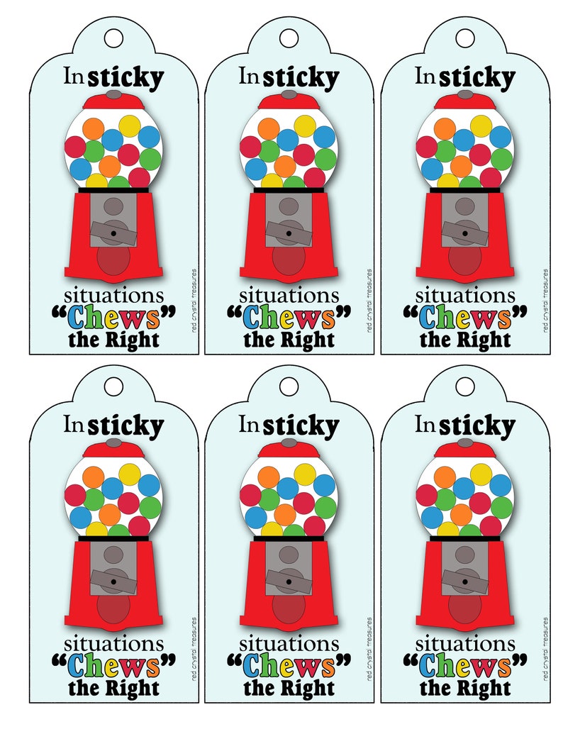 I a Sticky Situation, "chews' the Right. LDS Come Follow Me Gift Tags ...