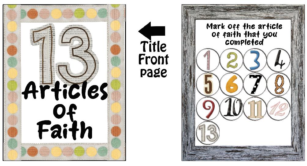 13 Articles of Faith, Flip Book or Flash Cards, Nice Pictures, Mark off ...