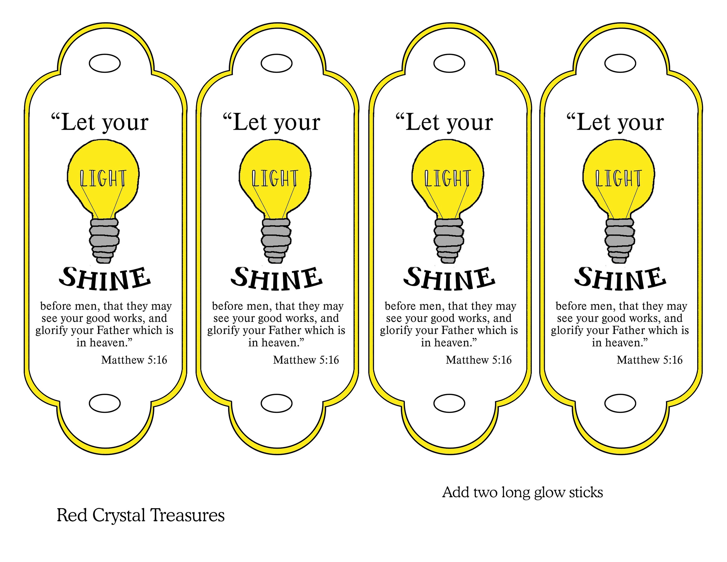 Glow Stick Gift Tag Let Your Light Shine Matthew 5:16 Come - Etsy