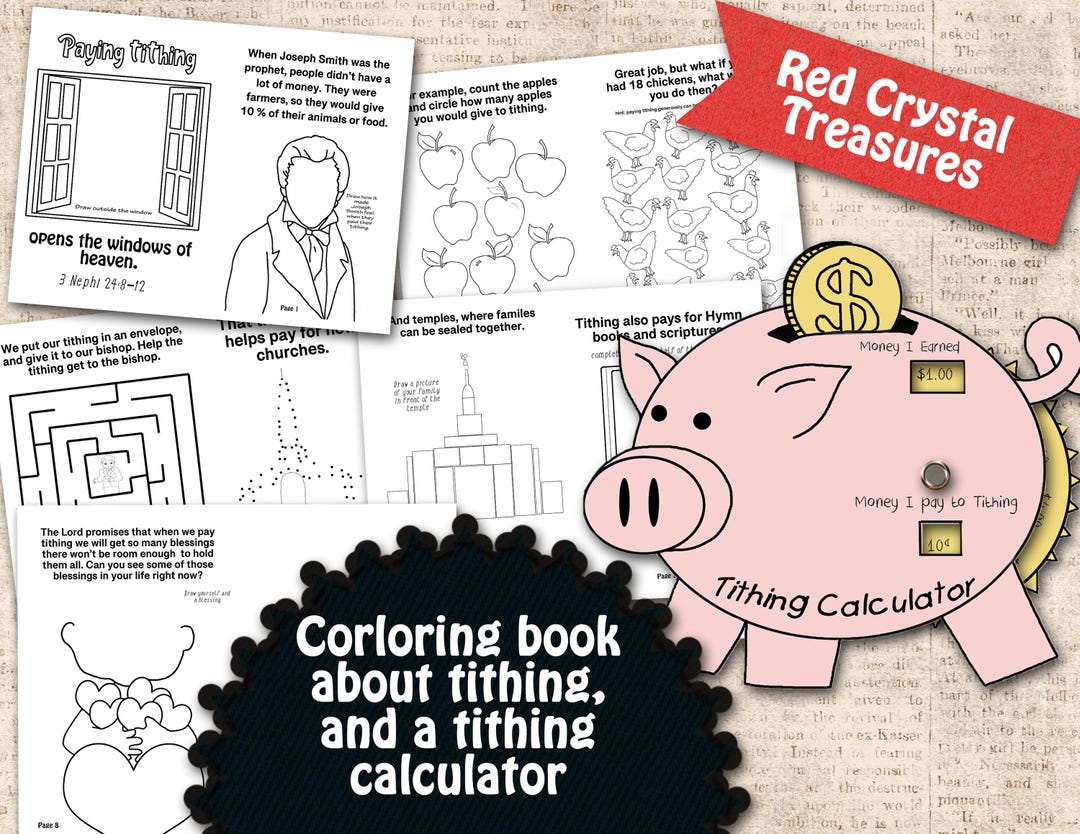 LDS Tithing Coloring, Activity Book, and a Tithing Calculator, Created ...