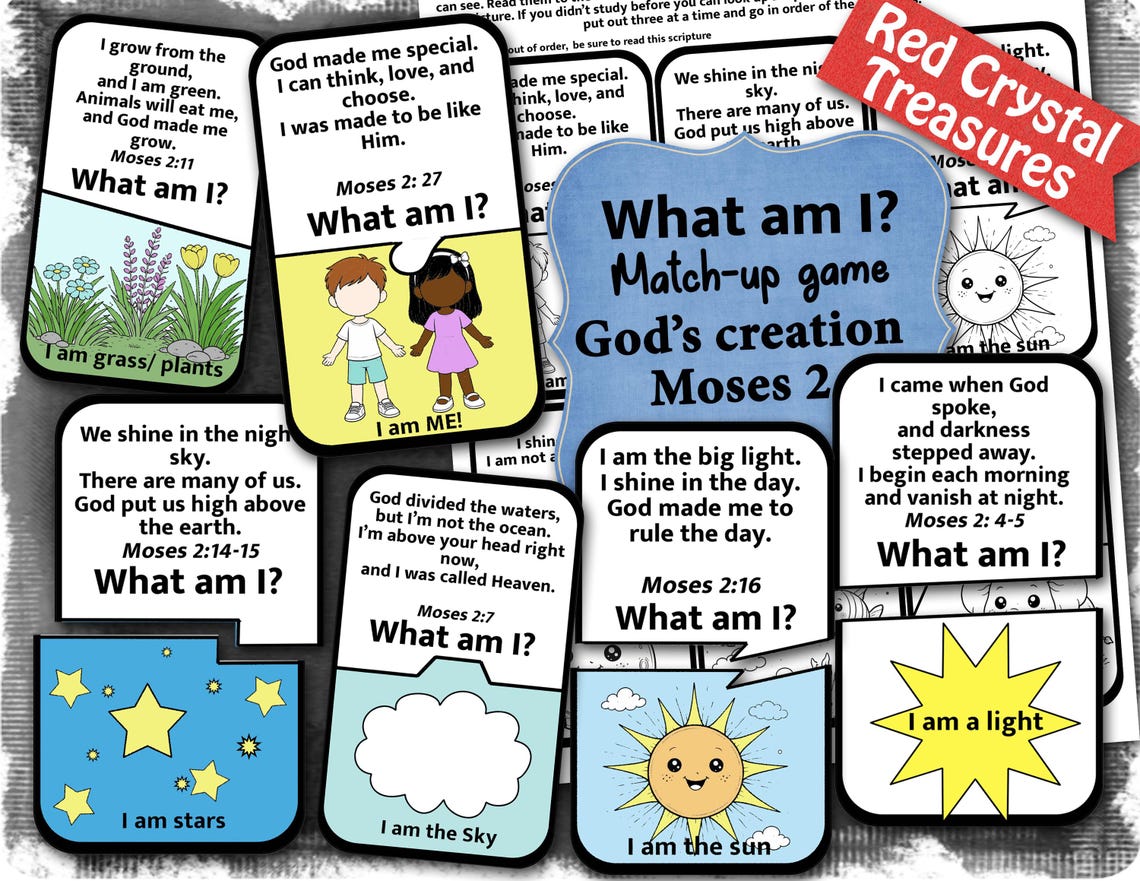 What Am I? God's Creation, Moses 2, Matching up Game for LDS Primary - Etsy