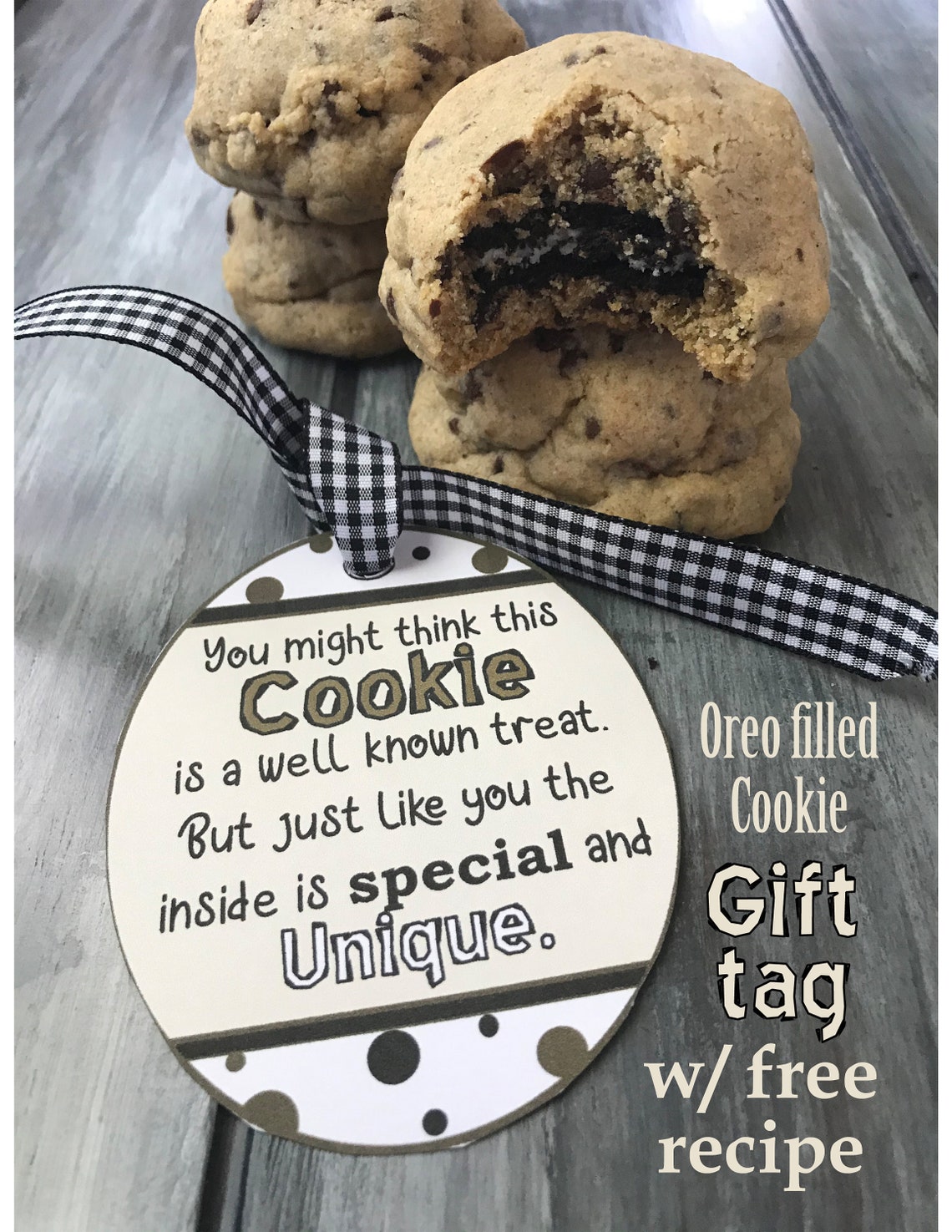 Chocolate Chip Oreo Filled Cookie Gift Tag W/ Free Recipe - Etsy