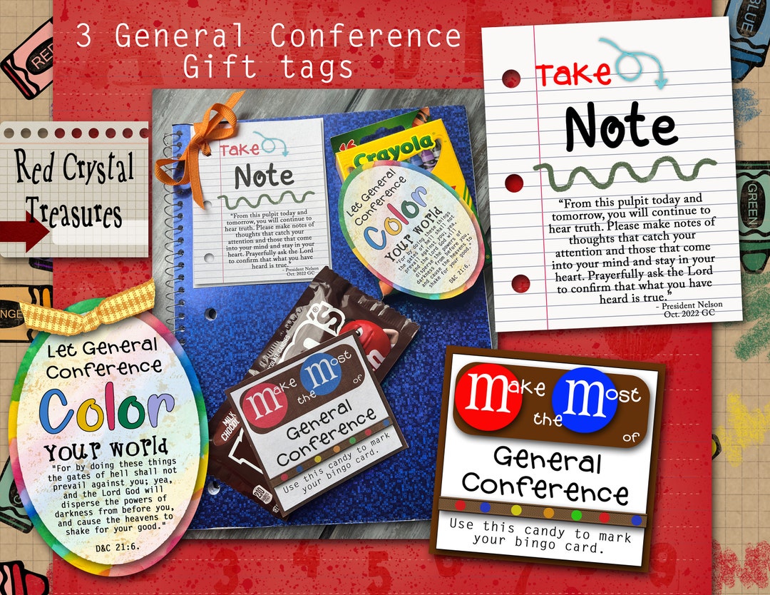 3 LDS General Conference Gift Tags, Take Note, Make the Most, and Color ...