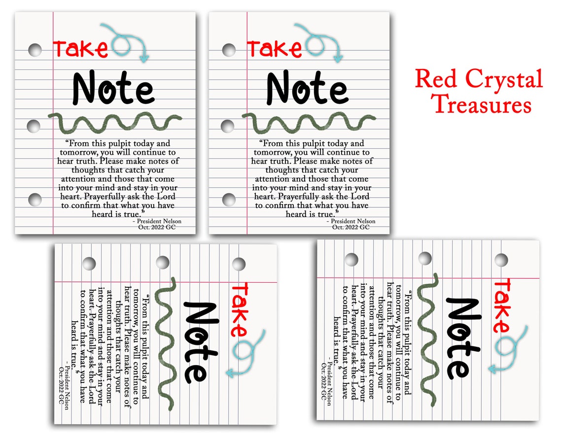 3 LDS General Conference Gift Tags, Take Note, Make the Most, and Color ...