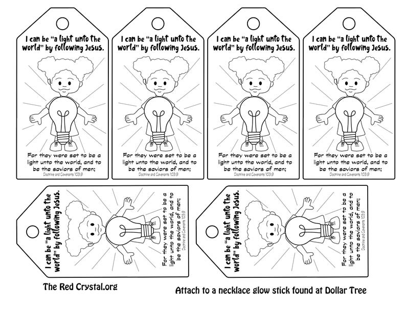 Glow Stick Gift Tag: LDS Religious Primary - "light Unto the World" - Etsy