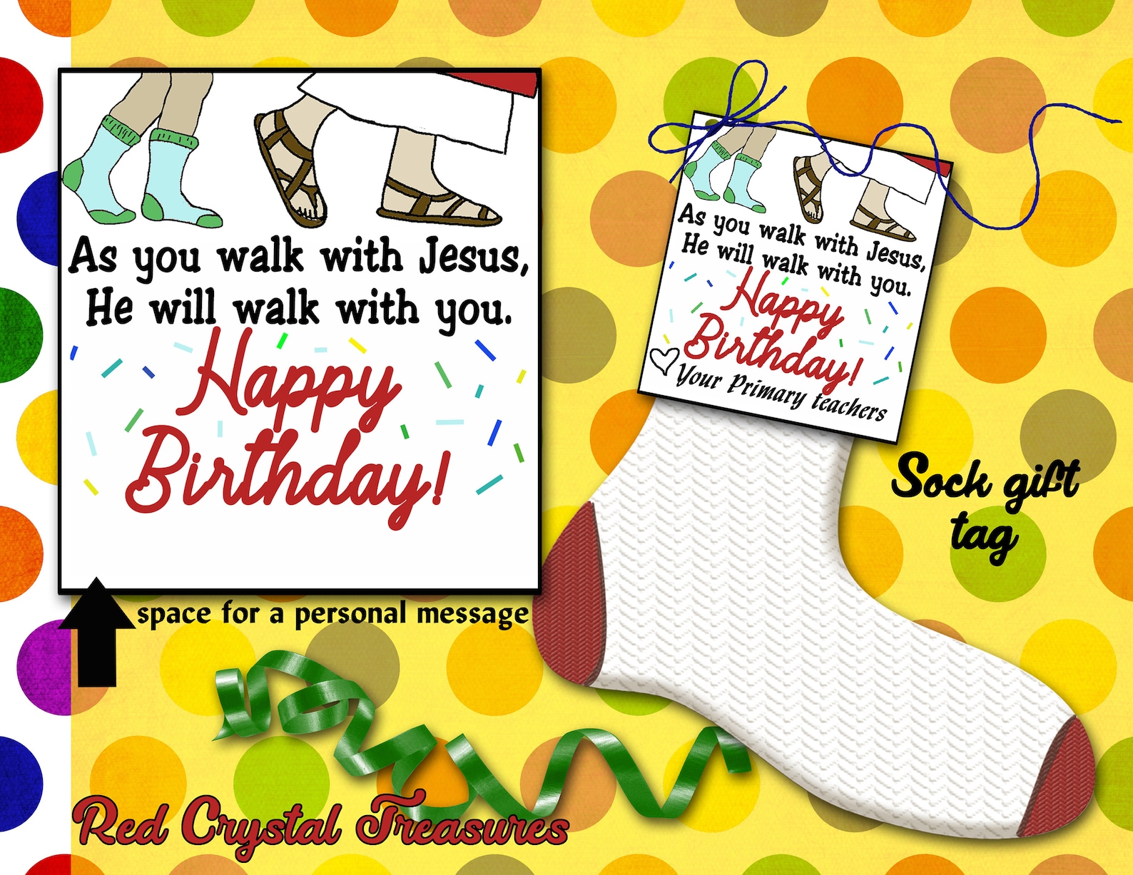 As You Walk With Jesus He Will Walk With You, LDS Birthday Sock Gift ...