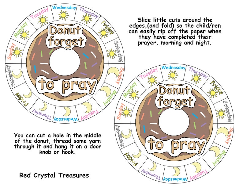 Donut Forget to Pray Prayer Chart Come Follow Me Primary - Etsy