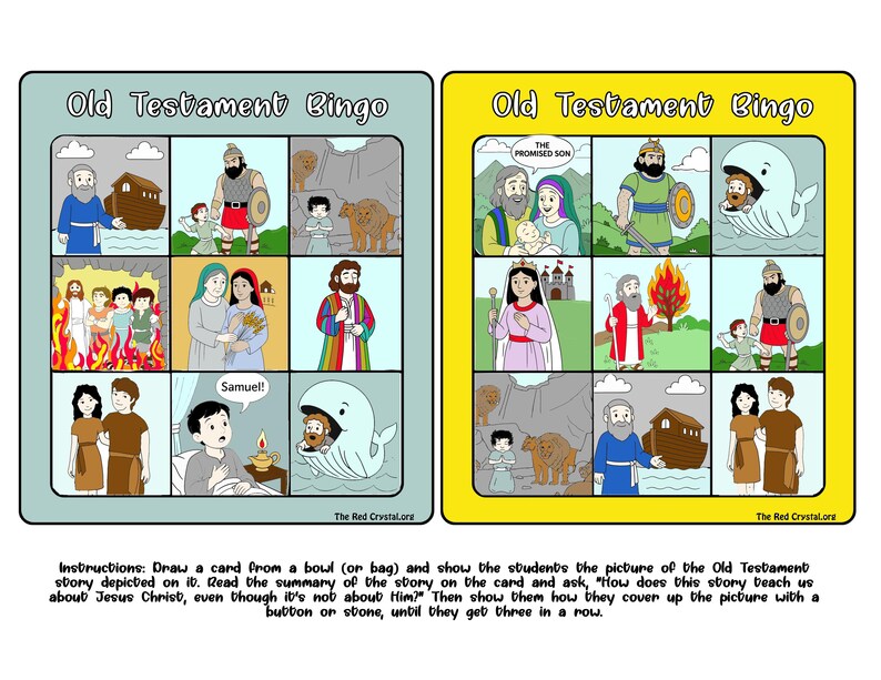 Old Testament Religious Bingo Game, 8 Mini Bingo Cards, Summery Cards ...