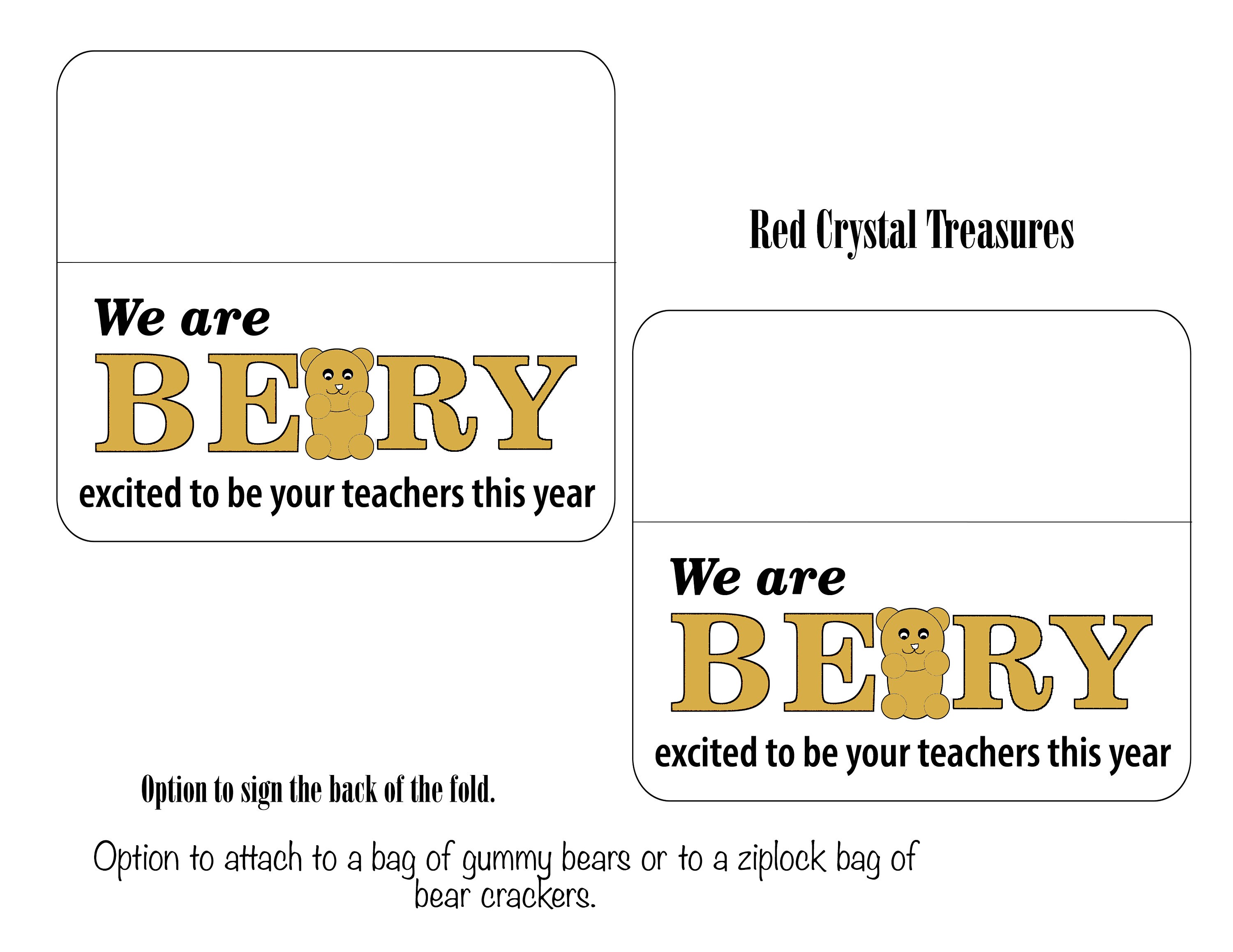 We Are beary Excited to Be Your Teachers This Year. It Was beary ...