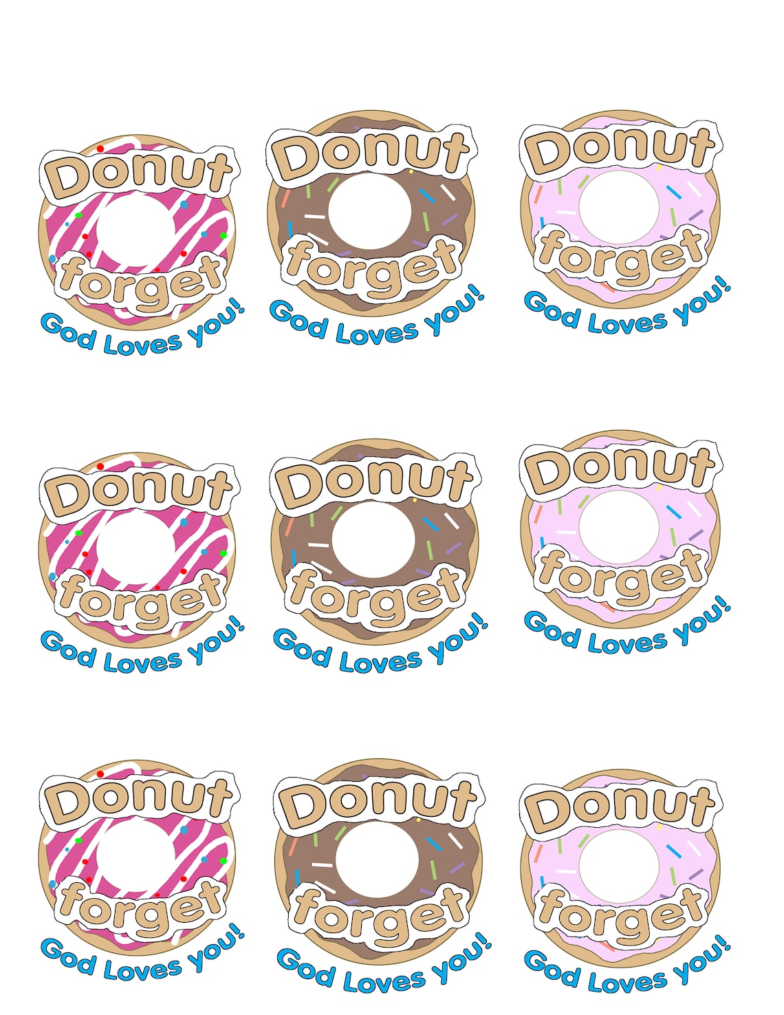 Donut Forget God Loves You. Religious Donut Gift Tags - Etsy