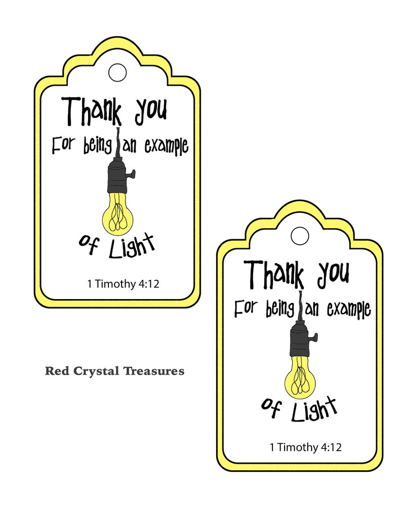 Thank You for Being an Example of Light. Timothy 4:12 - Etsy