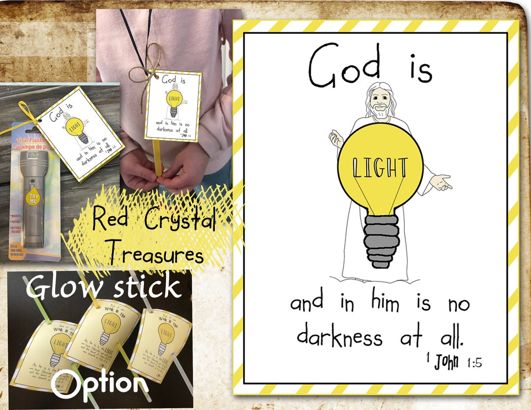 God is Light, 1 John 1:5, Glow Stick, Flashlight Gift Tag - Etsy