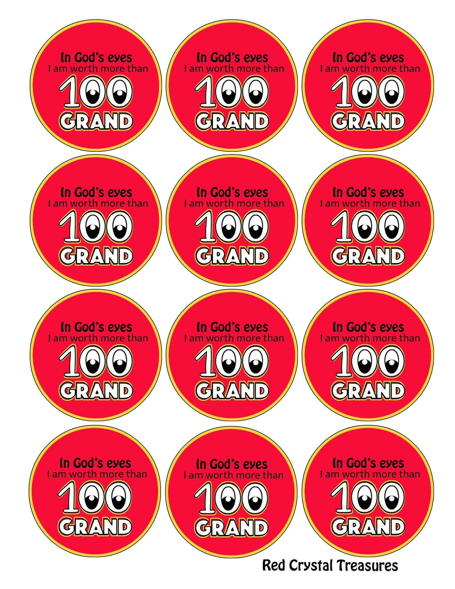 In God's Eyes, I Am Worth More Than 100 Grand, Religious Gift Tags ...